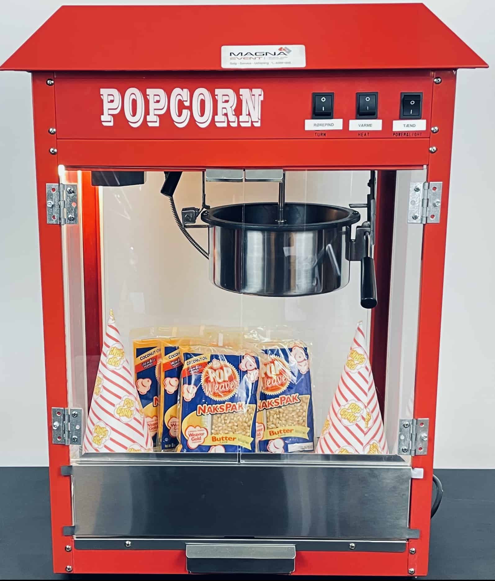 Lej popcorn maskine | Lækker tilføjelse til dit arrangement | Ring nu